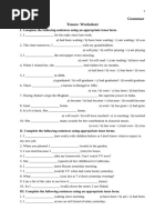 Tenses Worksheet With Errors Gap Filling | PDF | Linguistic Morphology ...