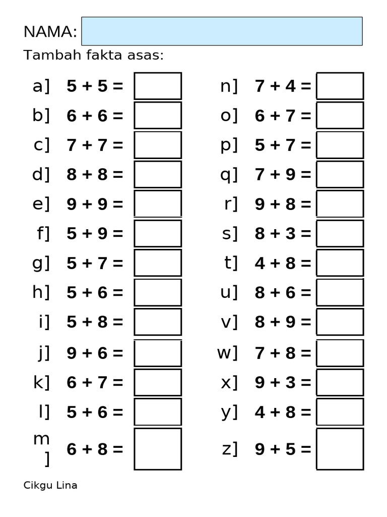 Congak Fakta Asas 12 Okt | PDF