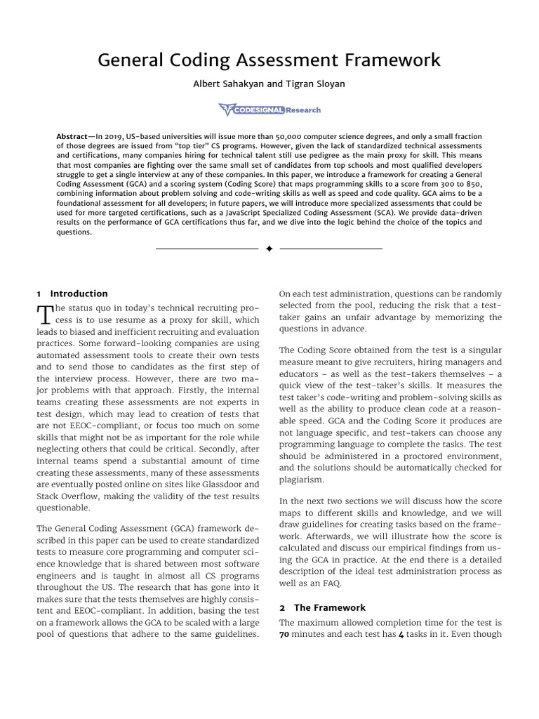 General Coding Assessment Framework | PDF | String (Computer Science ...