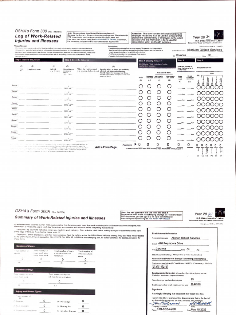 OSHA Form 300 2024 v.2 (1) | PDF | Health Care