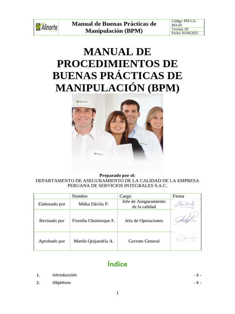 Manual BPM - Buenas Practicas de Manipulación - 2025 | PDF | Seguridad alimenticia | Alimentos