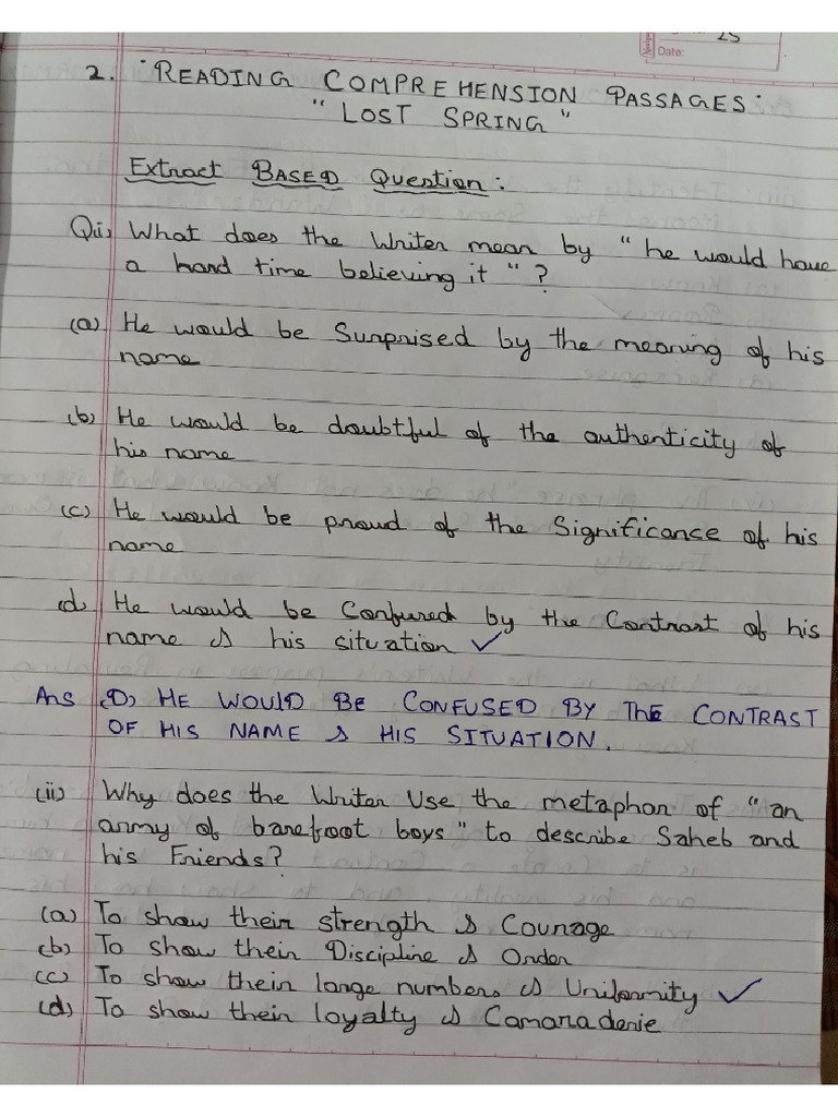 Extract Based Questions - Lost Spring | PDF