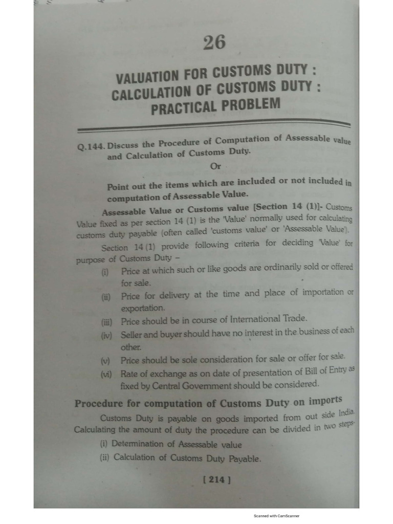 Calculation of Custom Duty | PDF