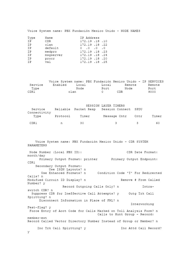 CDR Avaya Configuración | PDF