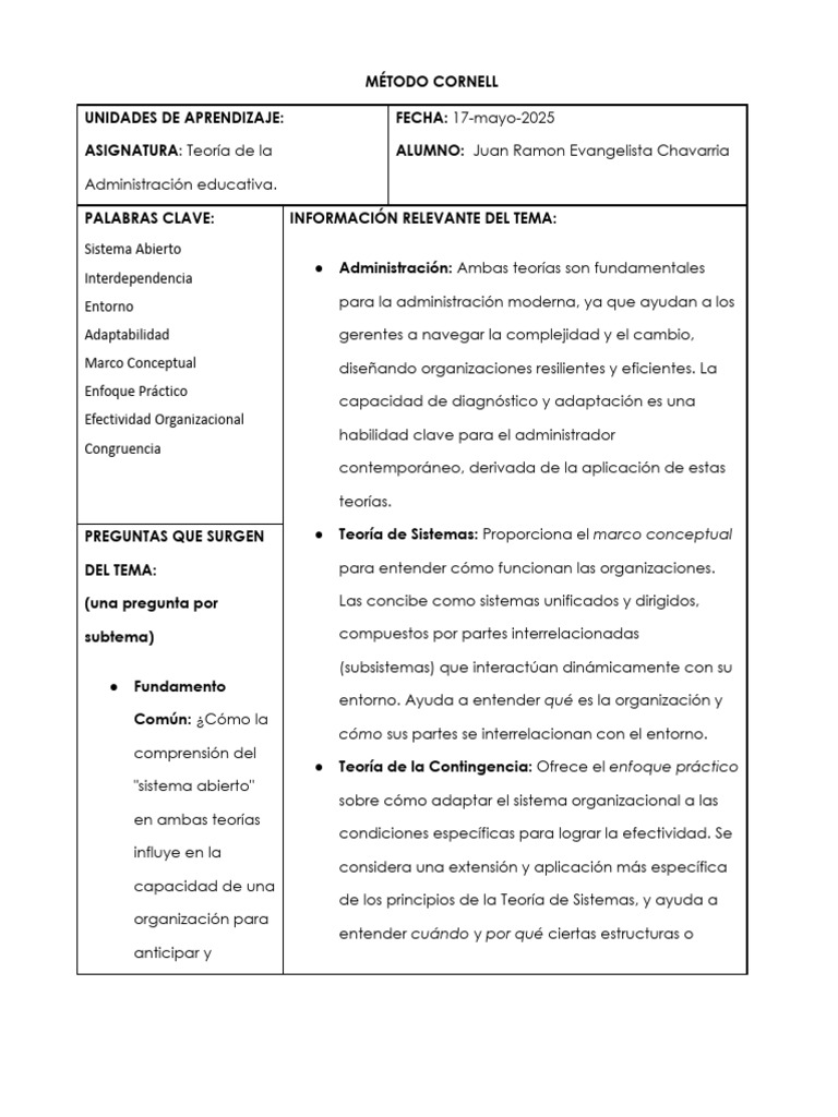 Método Cornell | PDF | Sistema | Marco conceptual