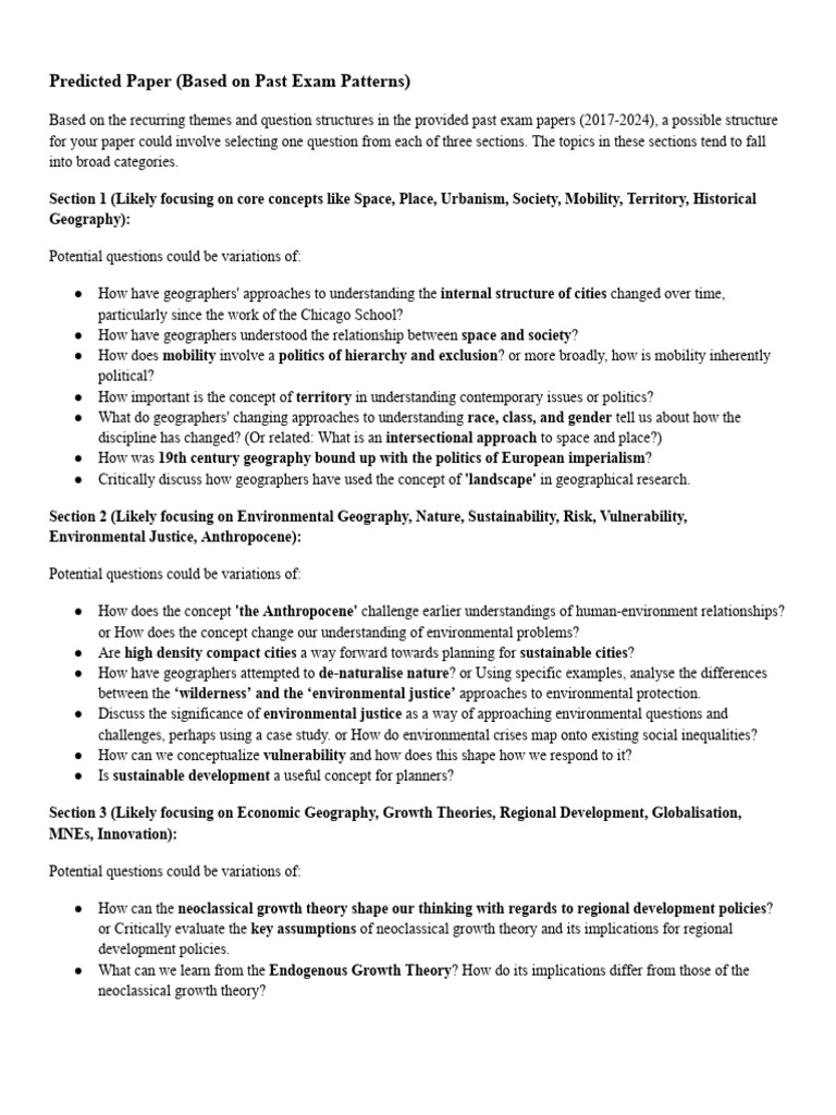Predicted Paper (Based on Past Exam Patterns) | PDF | Economic Growth ...