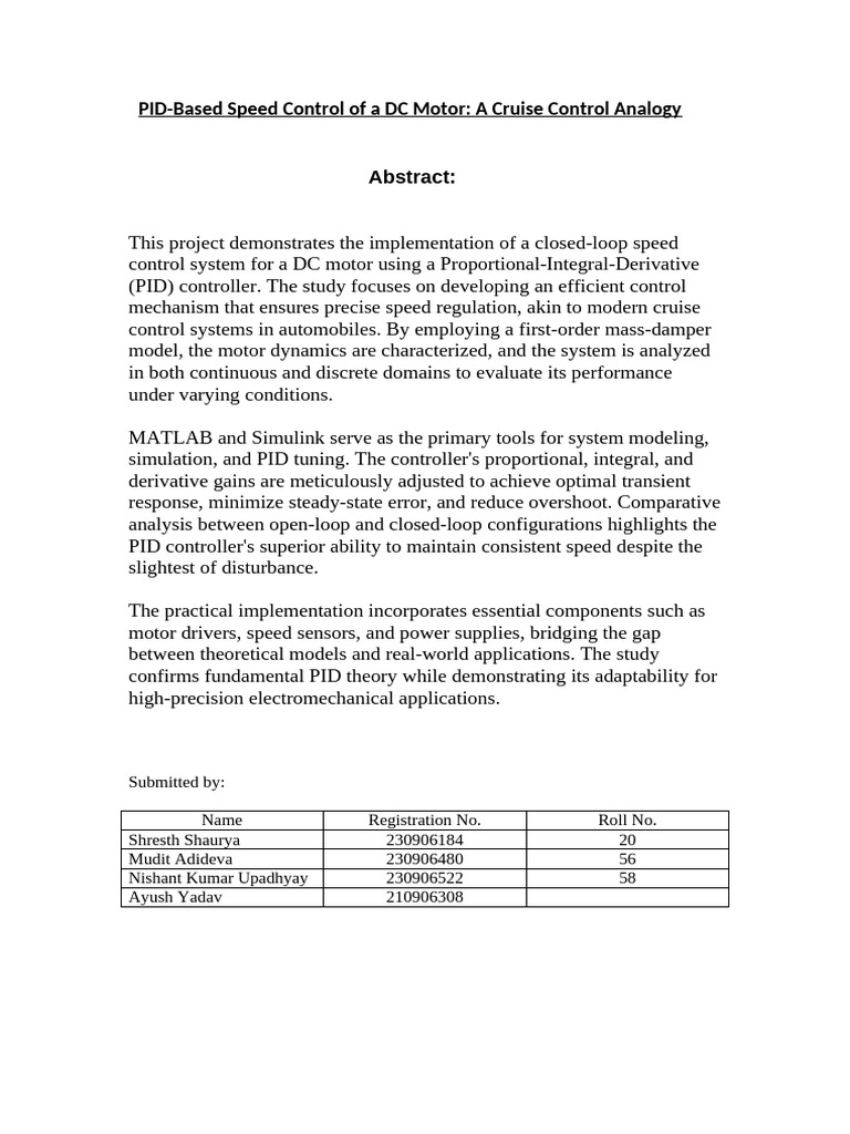 PID Controller For Cruise System | PDF