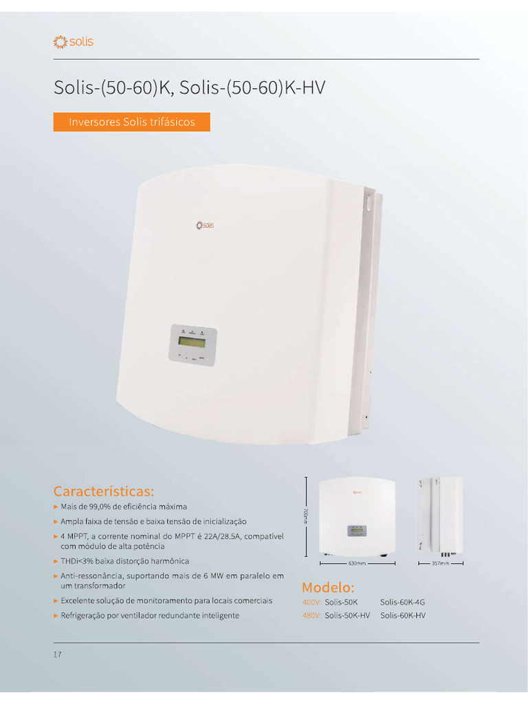 Datasheet Inversor SOLIS 60K 4G | PDF