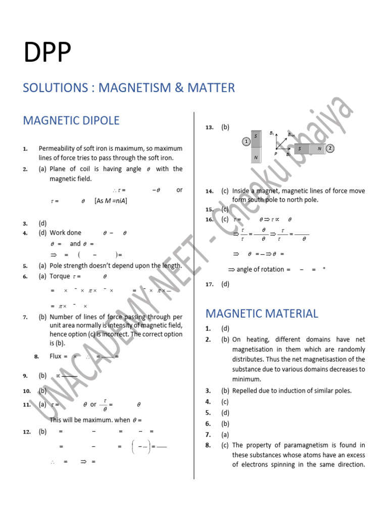 Magnetism & Matter Solution | PDF | Materials Science | Electromagnetism