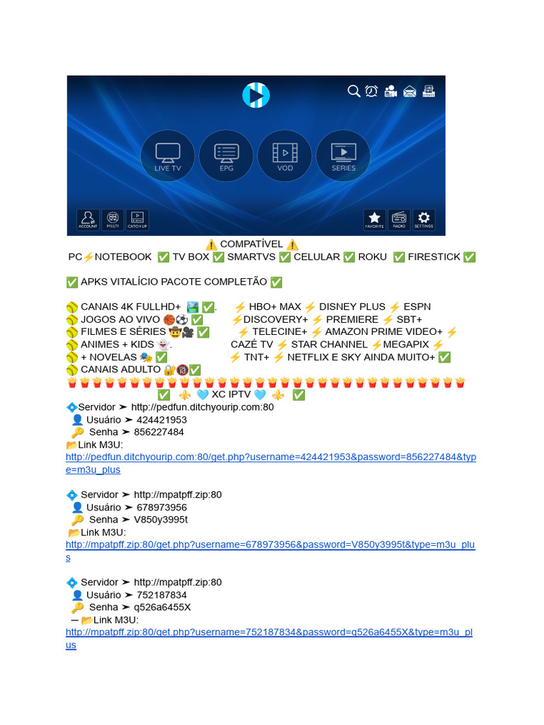 XC IPTV Senhas | PDF