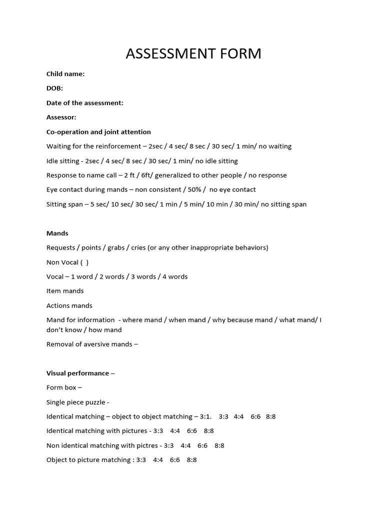 Assessment Form | PDF