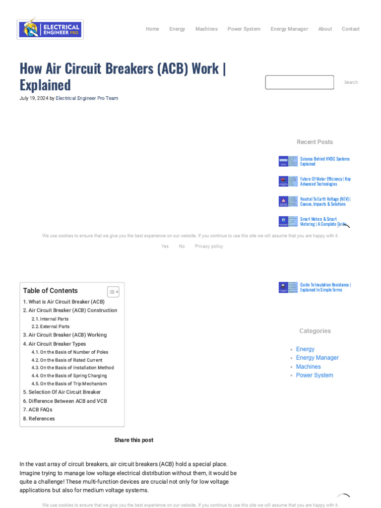 How Air Circuit Breakers (ACB) Work - Explained | PDF | Electric Arc ...