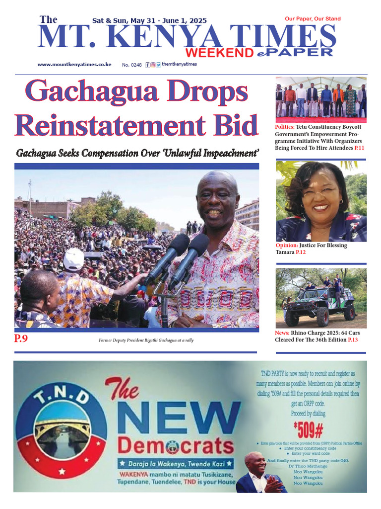 May 31 - June 1, 2025 MT Kenya Times EPAPER | PDF | Prosecutor | Kenya