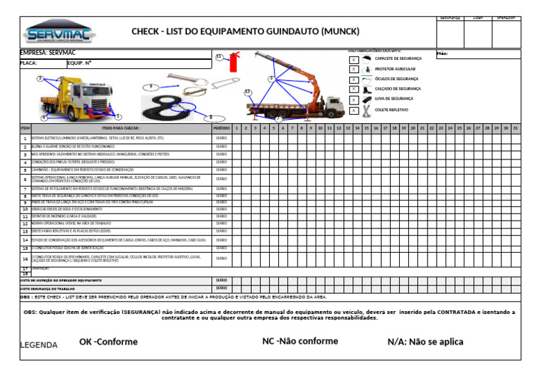 Check List - Caminhão Munck | PDF
