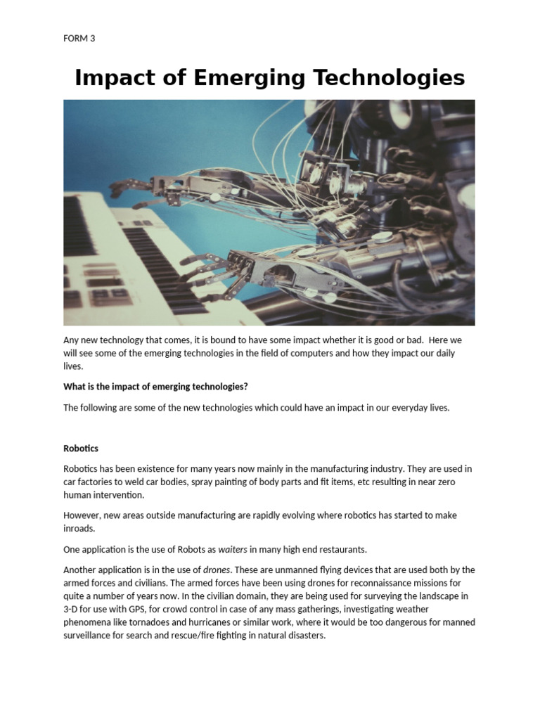 Impact of Emerging Technologies | PDF | Augmented Reality | Holography