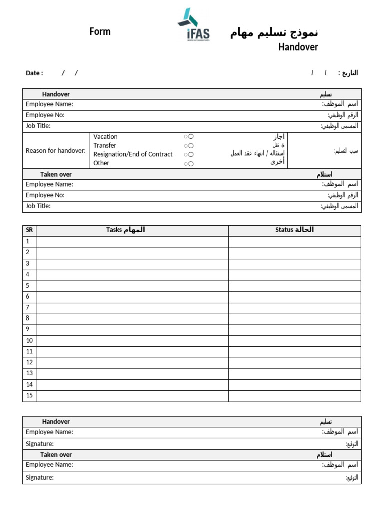 Handover Form | PDF