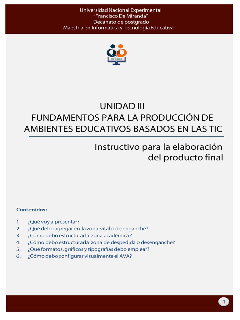 Instructivo para Presentación de Producto Final | PDF
