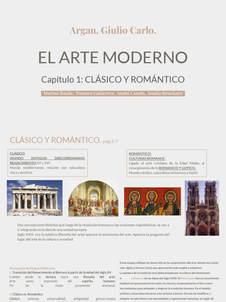 Presentación ARGAN EL ARTE MODERNO | PDF | Romanticismo | Estética