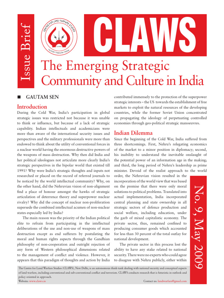 The Centre For Land Warfare Studies CLAW | PDF | Think Tank | Science