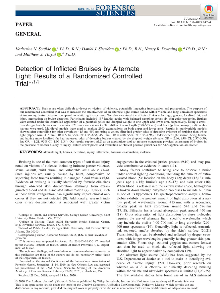 Detection of Inflicted Bruises by Alternate - Light | PDF ...