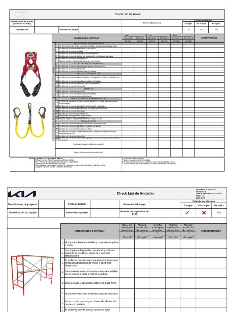 Check List de Seguridad para Equipos EHS | PDF