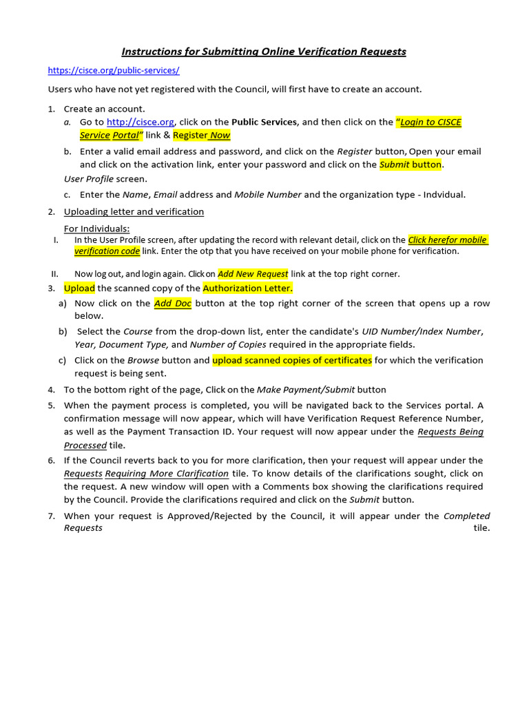 ICSE Certificate Verification Instructions | PDF | World Wide Web ...