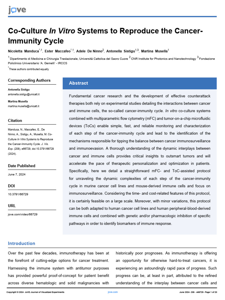 Jove Protocol 66729 Flow Cytometry Based Monitoring of Cancer Immunity ...