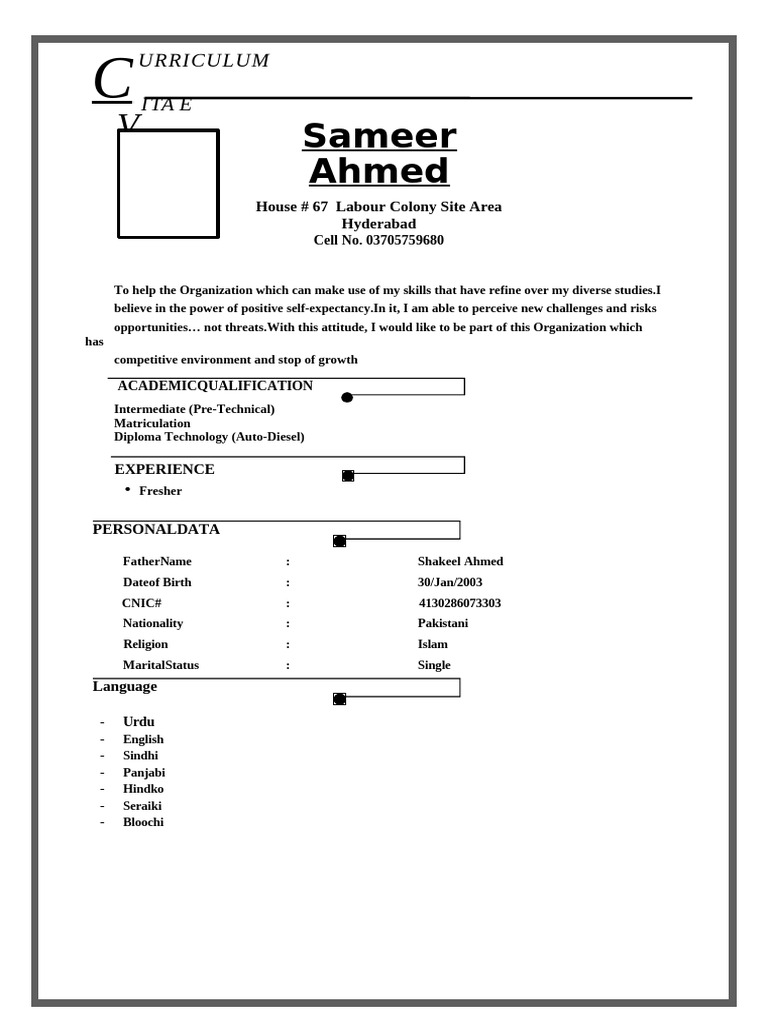 Sameer Ahmed CV | PDF