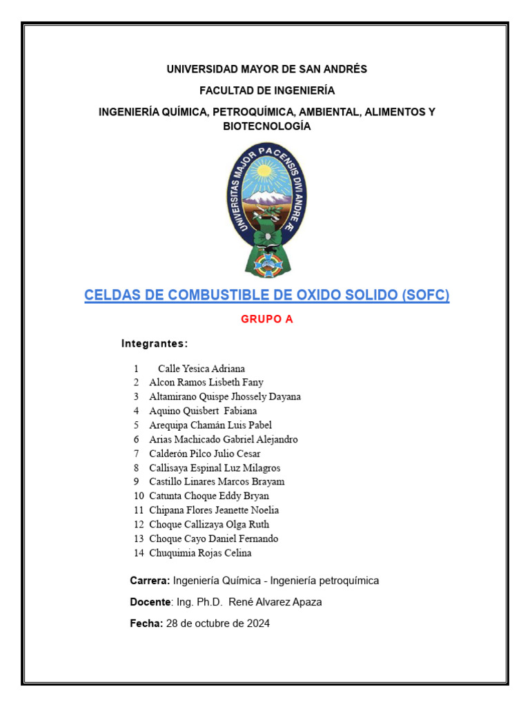 Celdas de Combustible de Oxido Solido (Sofc) | PDF | Celda de combustible de óxido sólido | Pila ...