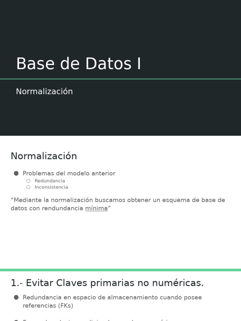 BDD1 - Clase 9 - Normalización - v.2024 | PDF | Informática | Gestión ...