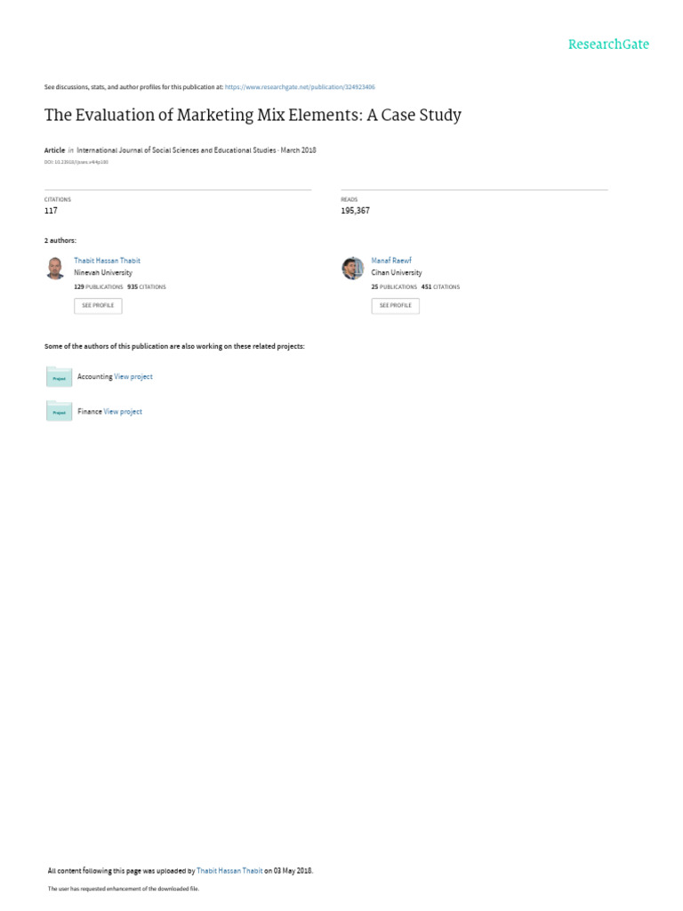 The Evaluation of Marketing Mix Elements | PDF | Marketing | Methodology