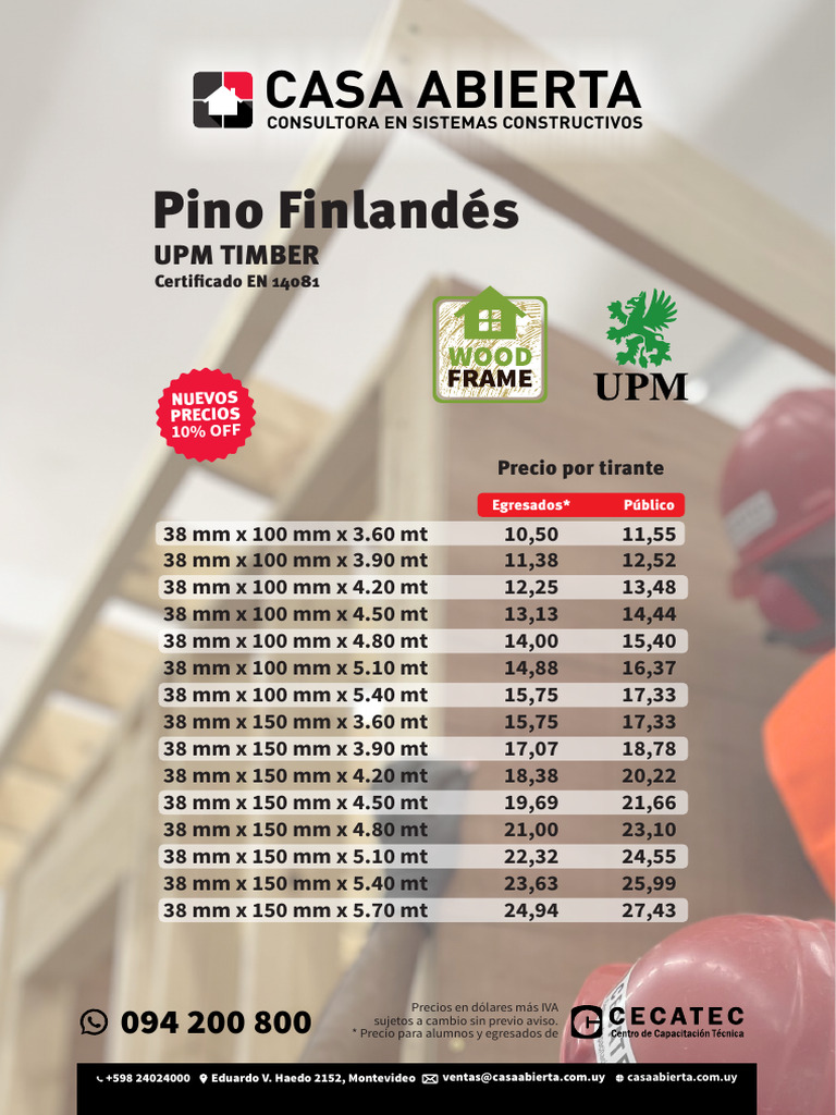 Lista de Precios Pino Finlandes UPM Timber 2 | PDF