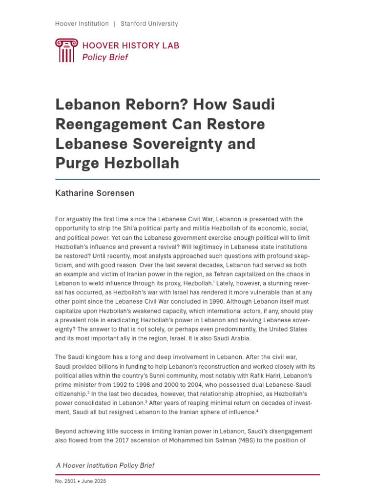 Saudi Role in Reviving Lebanon's Sovereignty | PDF | Hezbollah | Lebanon