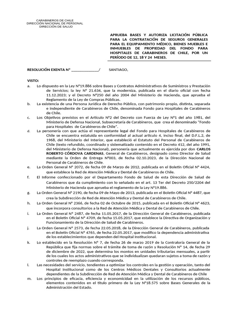 Proforma Bases Siac 2480584 | PDF | Hospital | Chile
