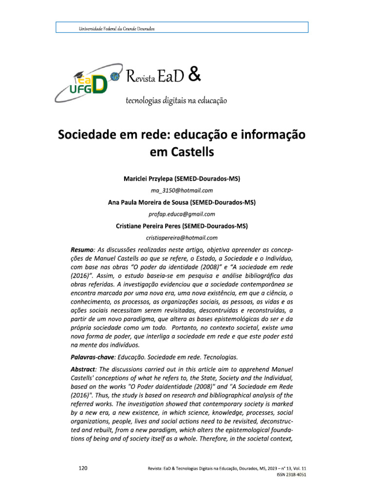 Przylepa, M., Souza, A. P. M. De, & Peres, C. P. (2023) - Sociedade em ...