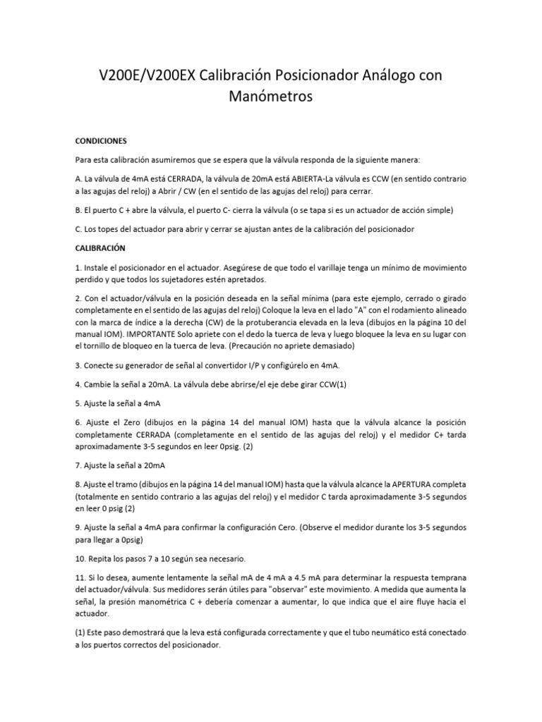 V200E V200EX Calibración Con Manometros | PDF | Solenoide | Ingeniería ...