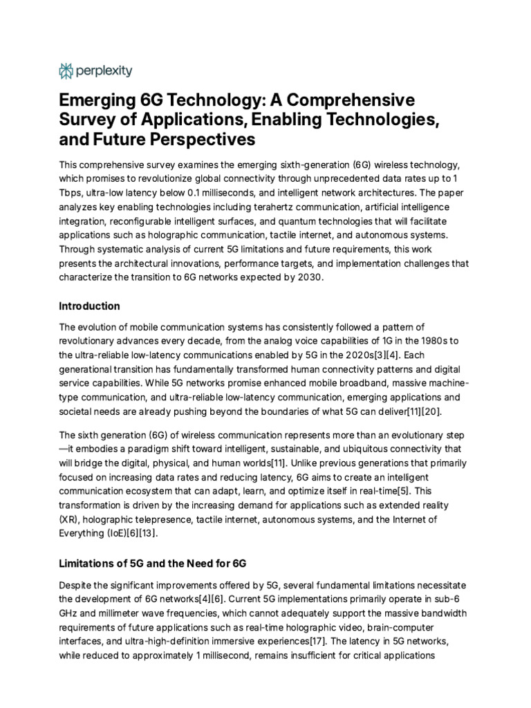 6G Wireless Technology: A Comprehensive Survey | PDF | Terahertz ...