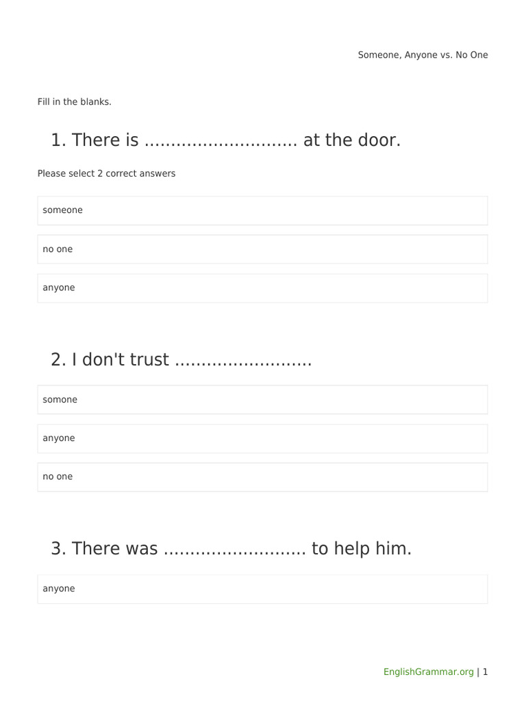 Someone, Anyone vs. No One | PDF