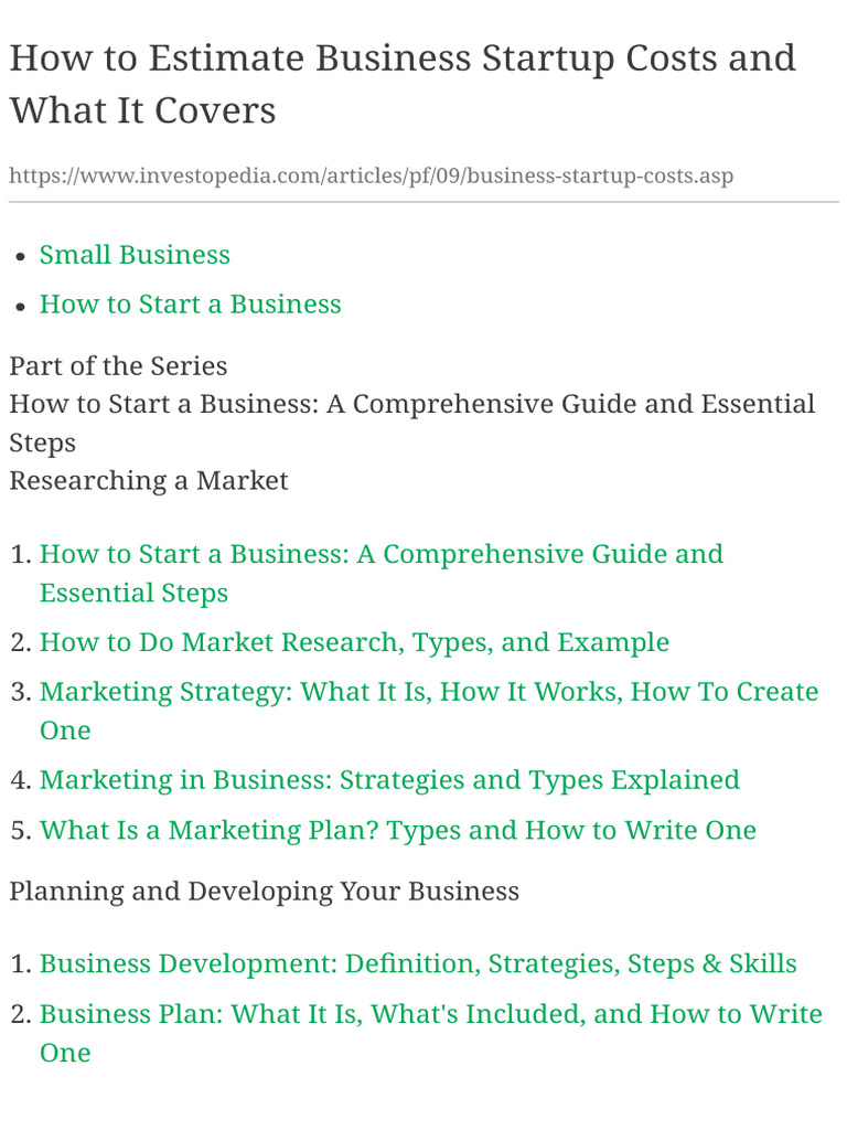How To Estimate Business Startup Costs and What It | PDF | Expense ...