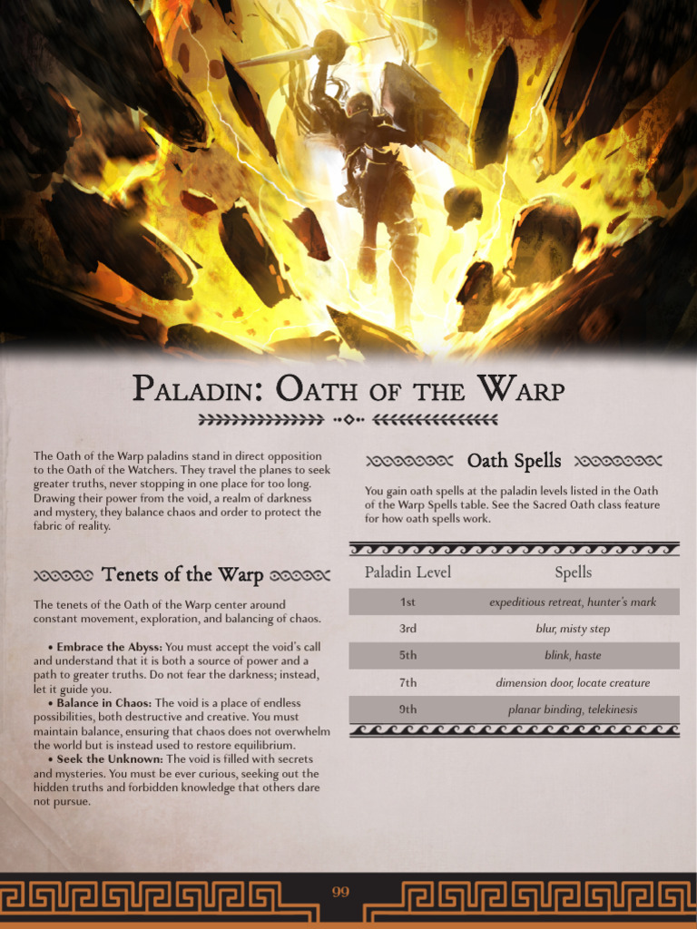 MONKEYDM - Class-Paladin - Oath of The Warp | PDF