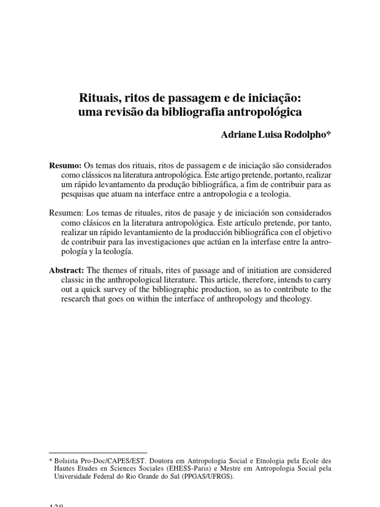 Ritos de Passagem e Iniciação Antropológica | PDF | Rituais | Sociologia