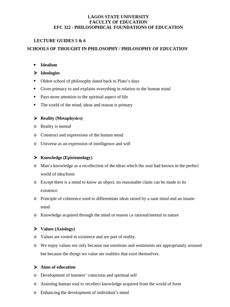EFC 322 Lectures 5 and 6 | PDF | Mind | Idea