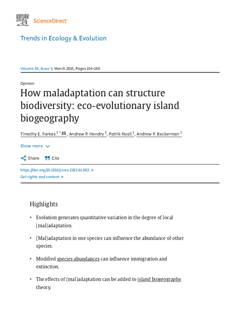 How Maladaptation Can Structure Biodiversity_ Eco-evolutionary Island ...
