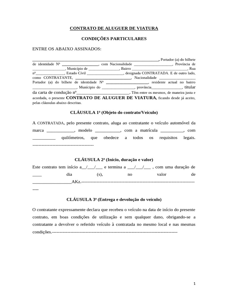 Contrato de Aluguer de Viatura | PDF | Propriedade privada | Roubo