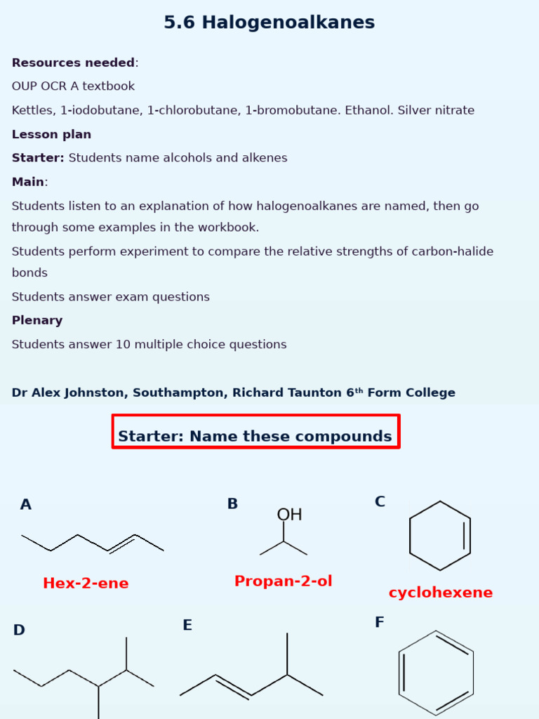 5 6-Halogenoalkanes | PDF | Atoms | Chemistry