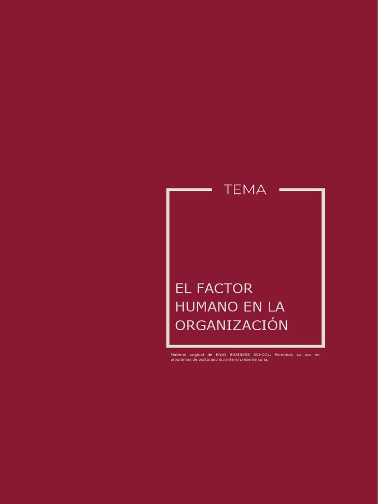 Tema 1.1. El Factor Humano en La Organización(1) | PDF | Business | Gestión de recursos humanos