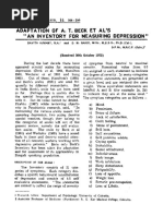BDI Depression Scale | PDF