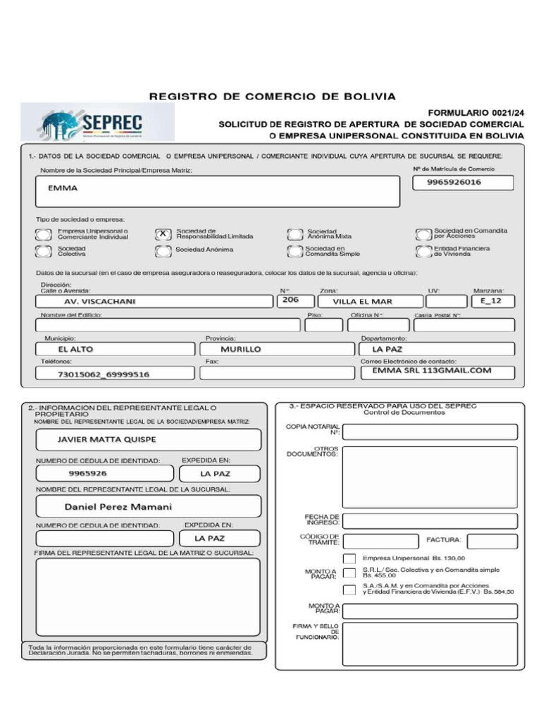 formulario seprec | PDF