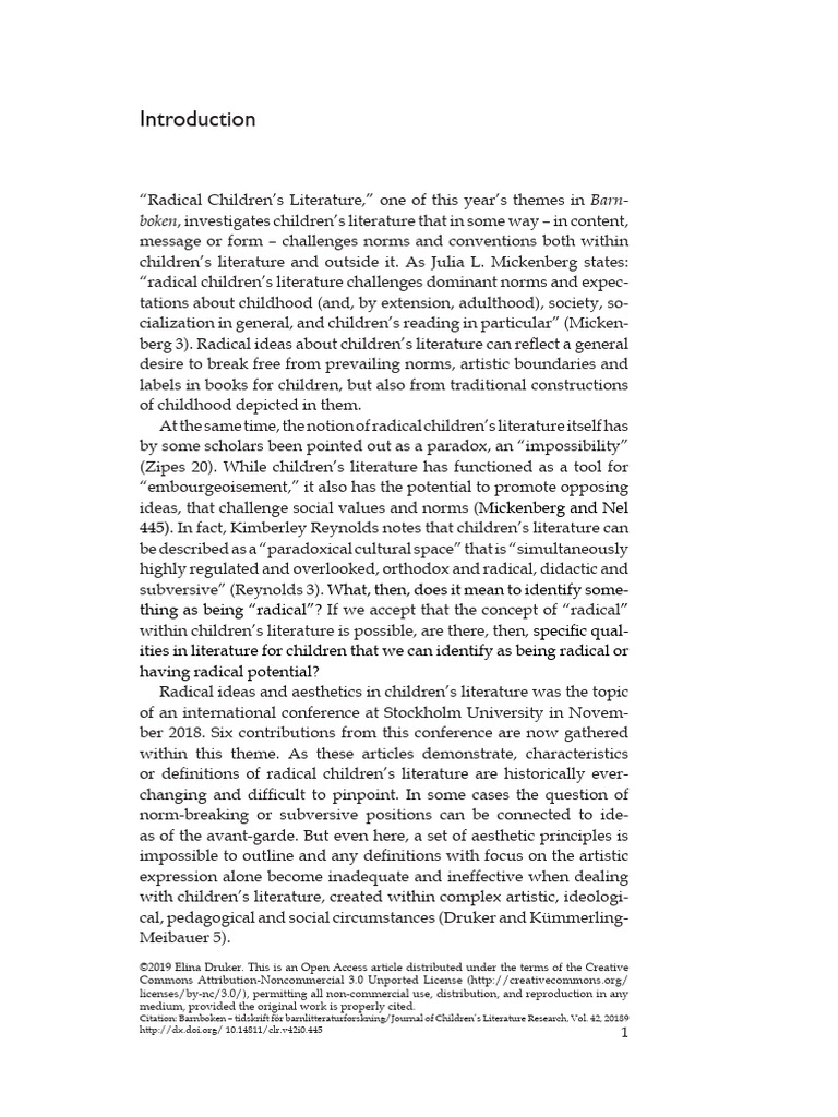 Introduction To Theme Radical Childrens Literatur | PDF | Children's Literature | Aesthetics