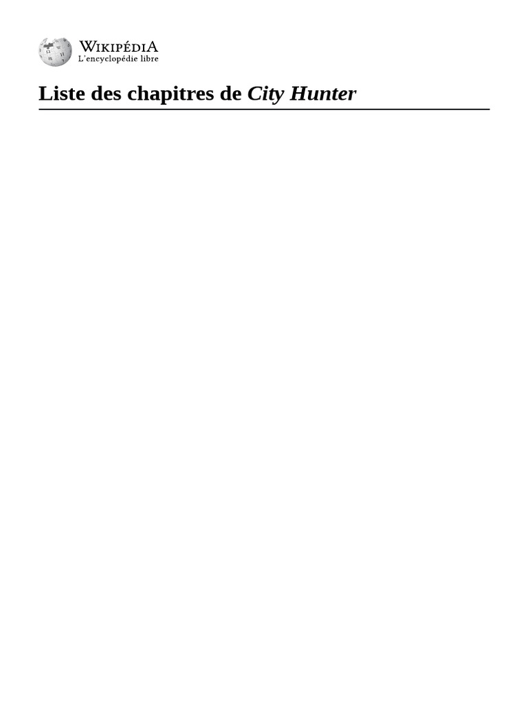 Liste des chapitres de City Hunter | PDF